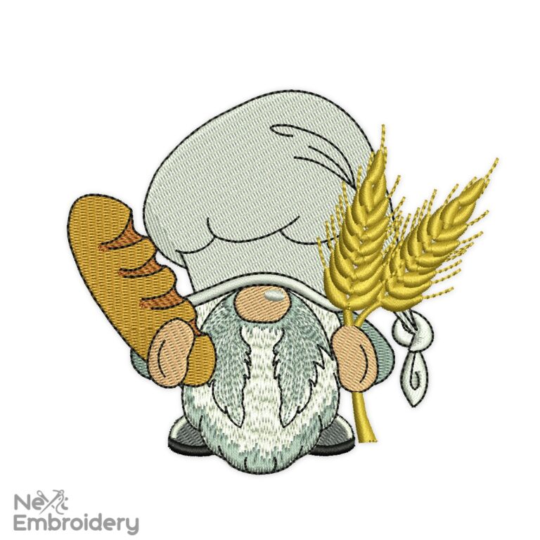Baker Gnome Embroidery Design - NextEmbroidery