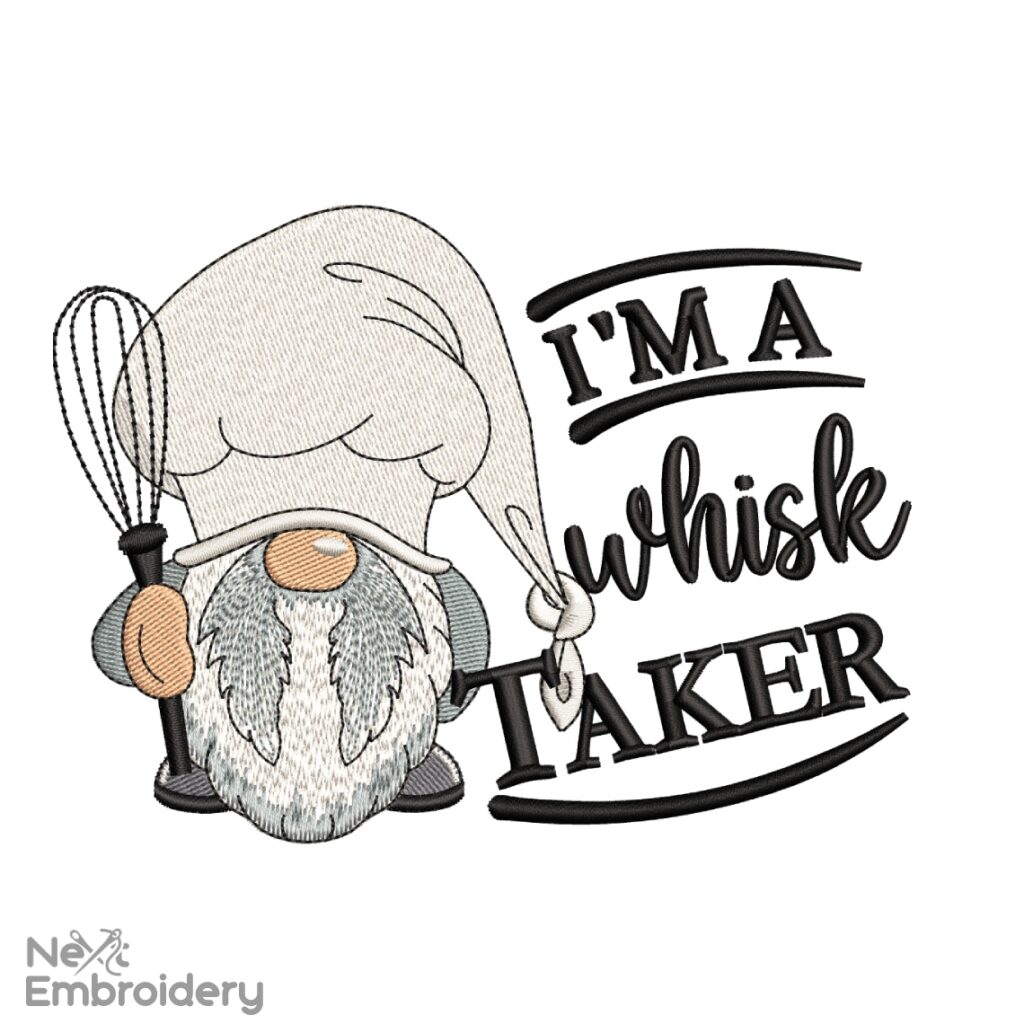 Whisk Taker Gnome Embroidery Design - NextEmbroidery